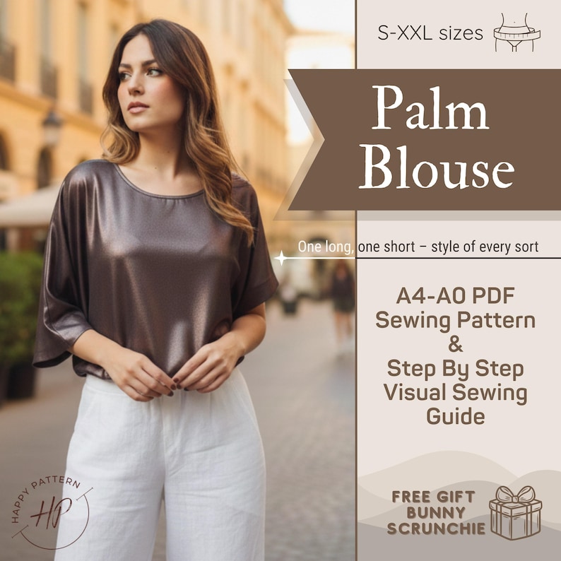 Palm Blouse PDF Sewing Pattern | Dolman Sleeve Top | S–XXL Sizes - Etsy