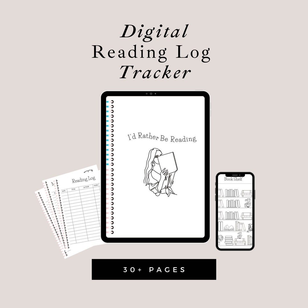 Digital Reading Log, Book Reading Tracker, Library Book Planner, Book ...