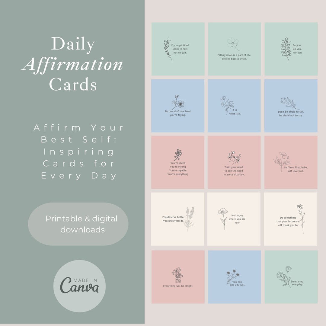 Affirmation Cards for Self-love, Daily Motivational Ritual, Empowering ...