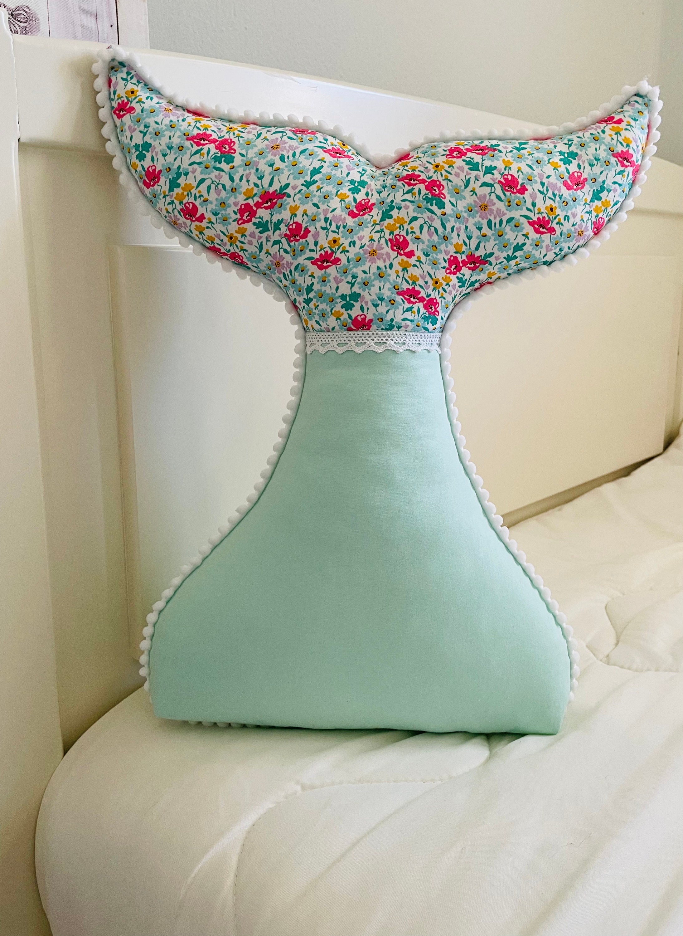 Mermaid Tail Pillow, Decorative Cushion for Girls Room Decor, Under the ...