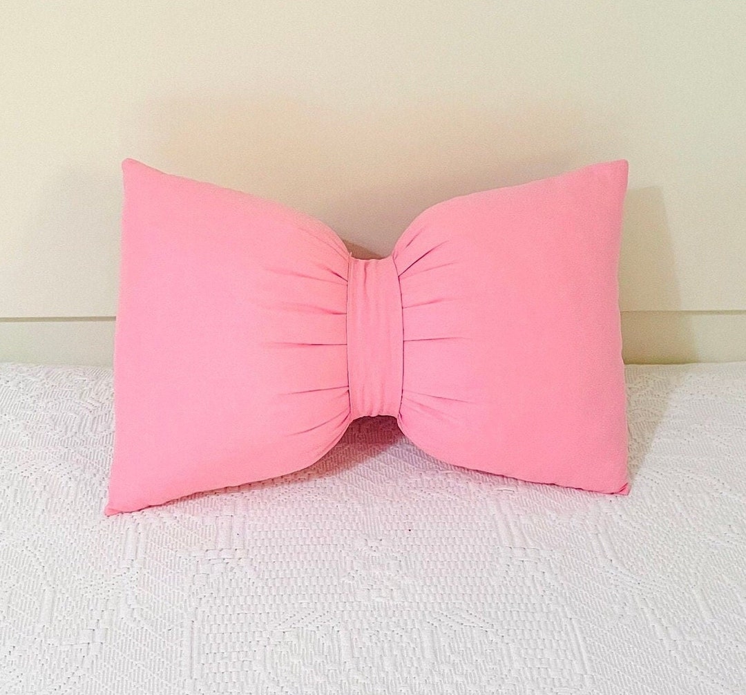 Pink Bow Pillow, Decorative Bow Cushion for Girls Room Decor, Coquette Pillow, Throw Pillow for ...