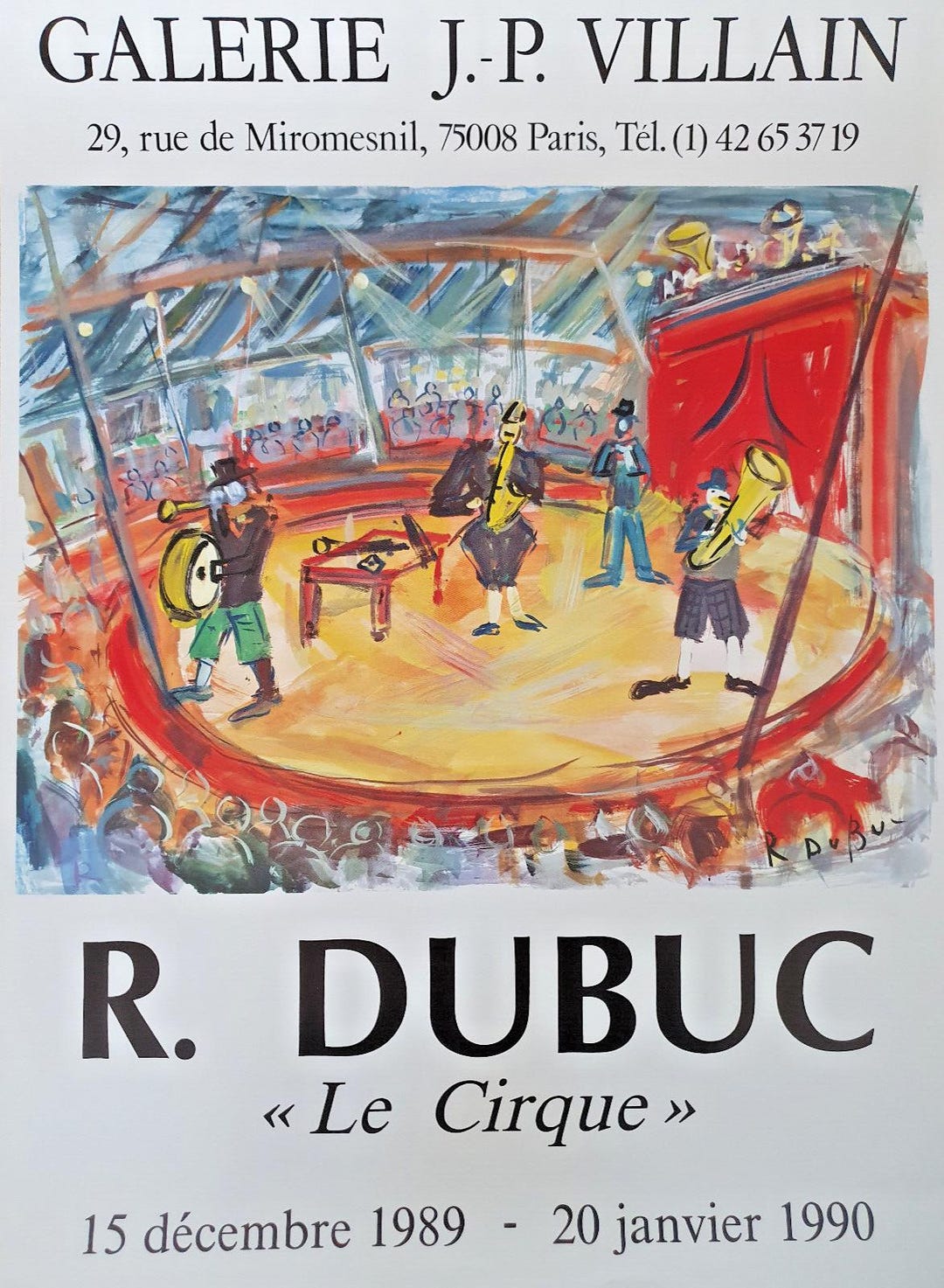 Roland Dubuc Original Exhibition Poster Le Cirque Villain Paris 1990 - Etsy