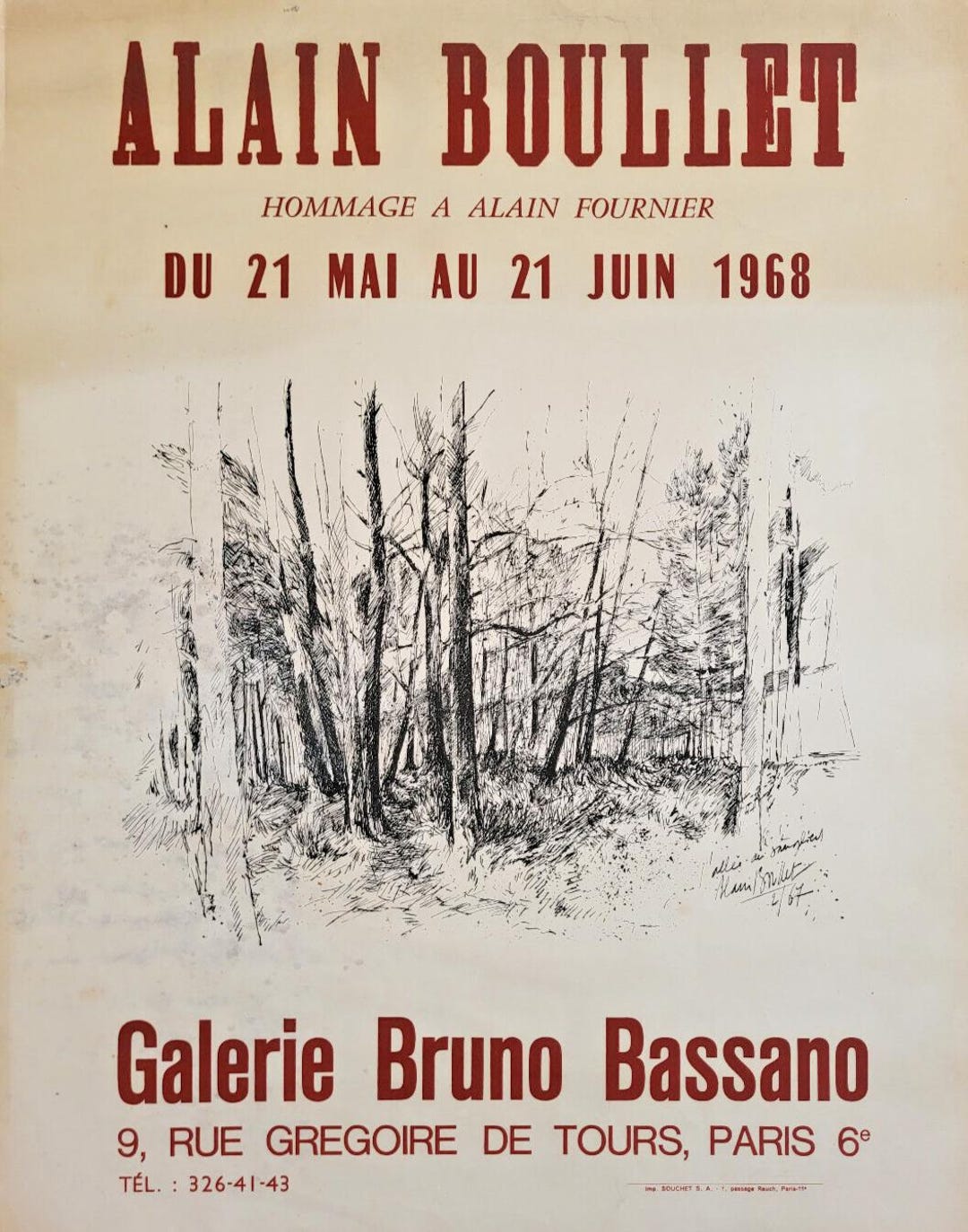 Alain Boulet Poster Original Exhibition Gallery Bassano Paris 1968 - Etsy