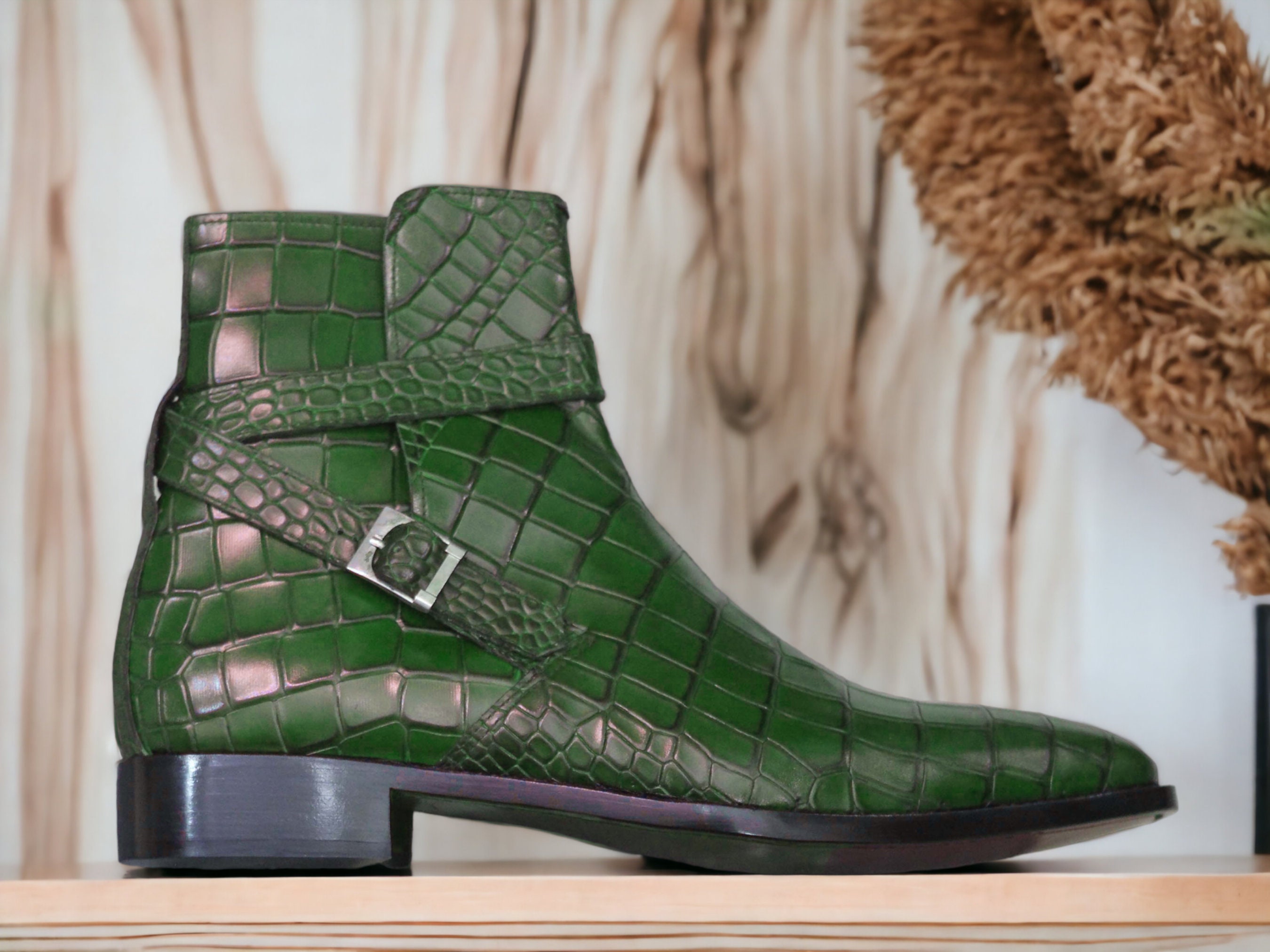 New Handmade Alligator Boots, Stylish Versatile Red Ankle Leather Boots ...