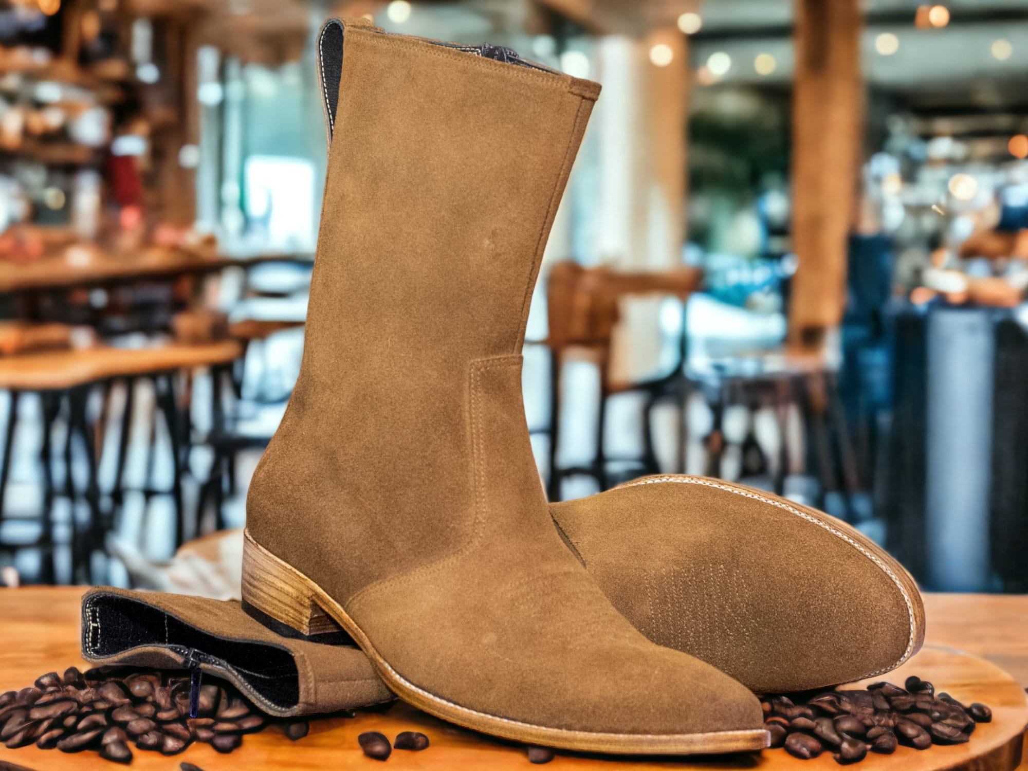 HANDMADE Herren Echtleder Stiefel | LANGE knöchelhohe STIEFEL | Herren ...