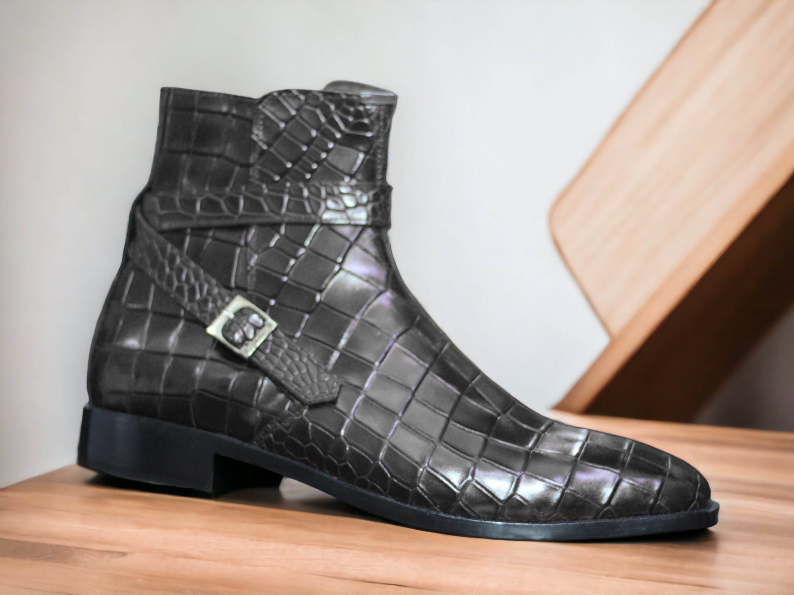 New Handmade Alligator Boots, Stylish Versatile Red Ankle Leather Boots ...