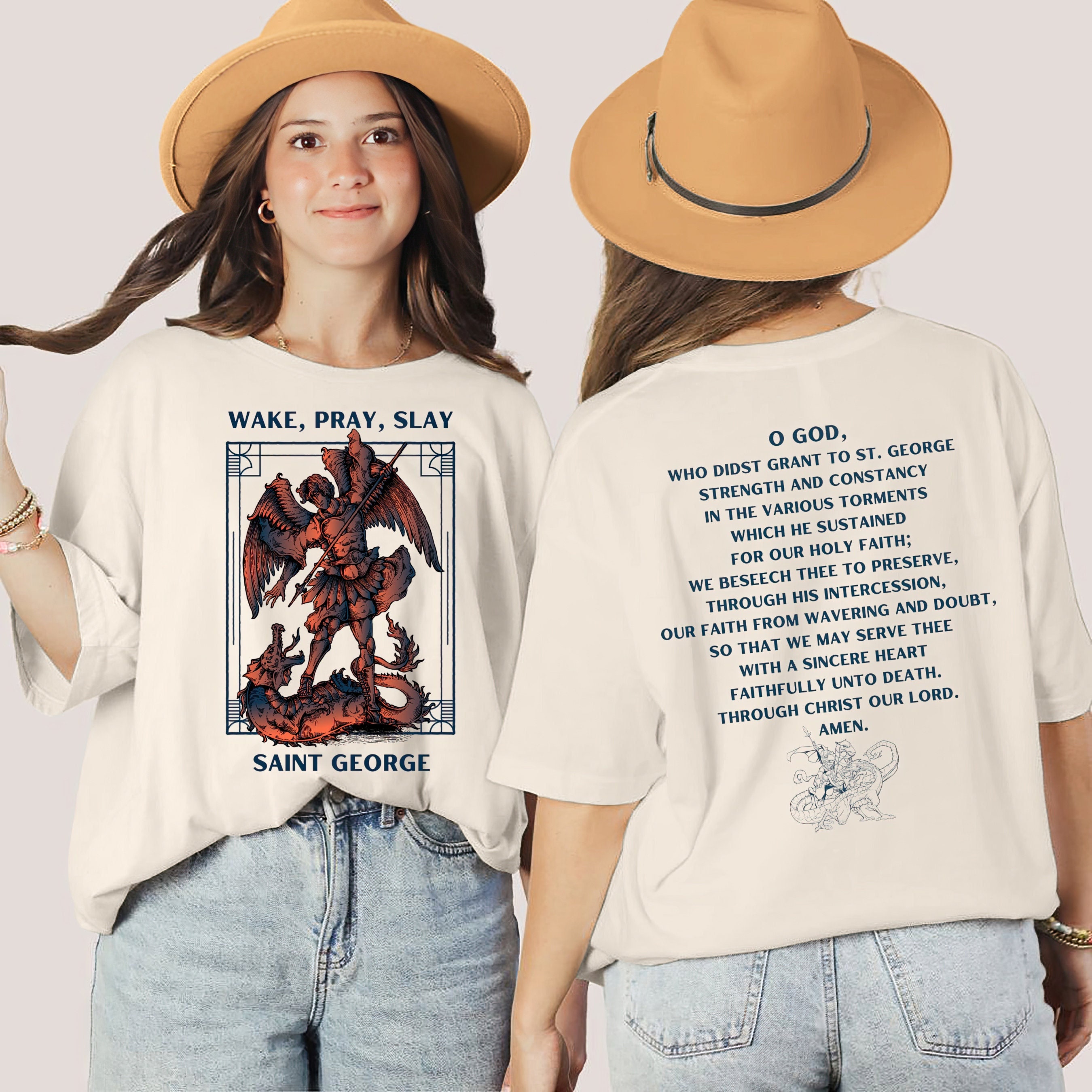 Saint George With Prayer on Back Shirt. Soft Graphic T-shirt - Etsy