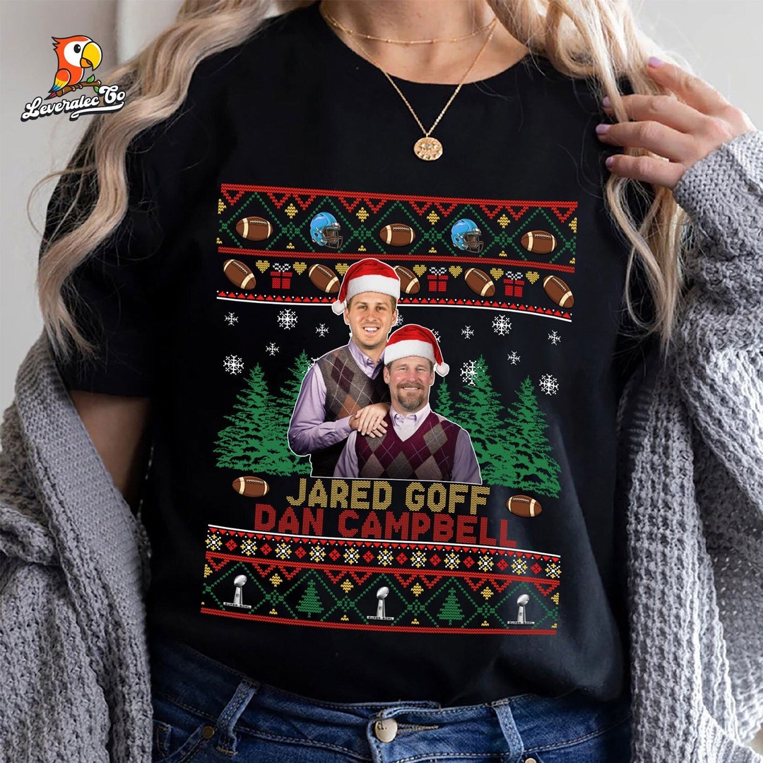 Jared Goff Dan Campbell Ugly Christmas Sweater Detroit - Etsy