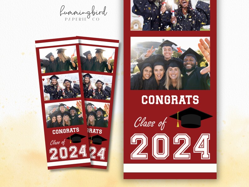 Congrats Graduation Class of 2025 Photo Booth Template, Red & White ...