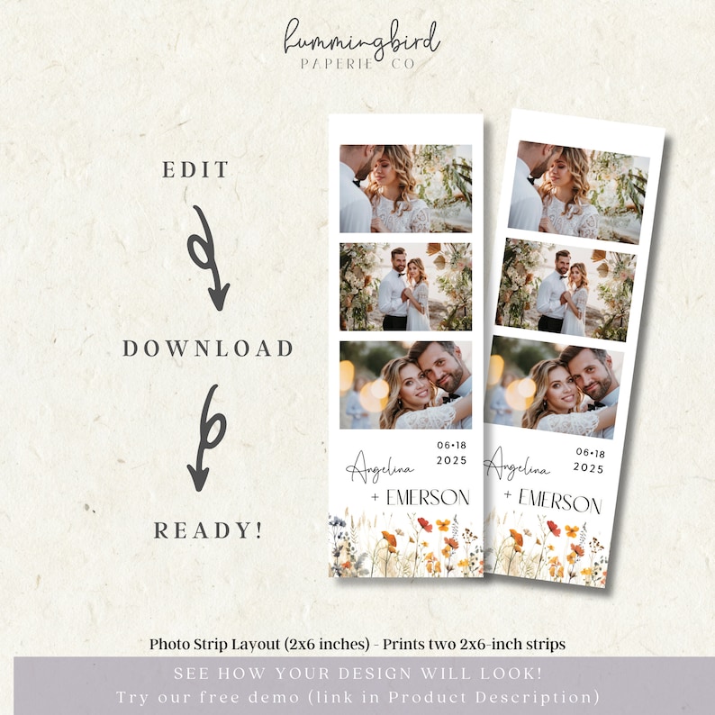 Simple Floral Photo Booth Template for Fall Wedding in Autumn Colors ...