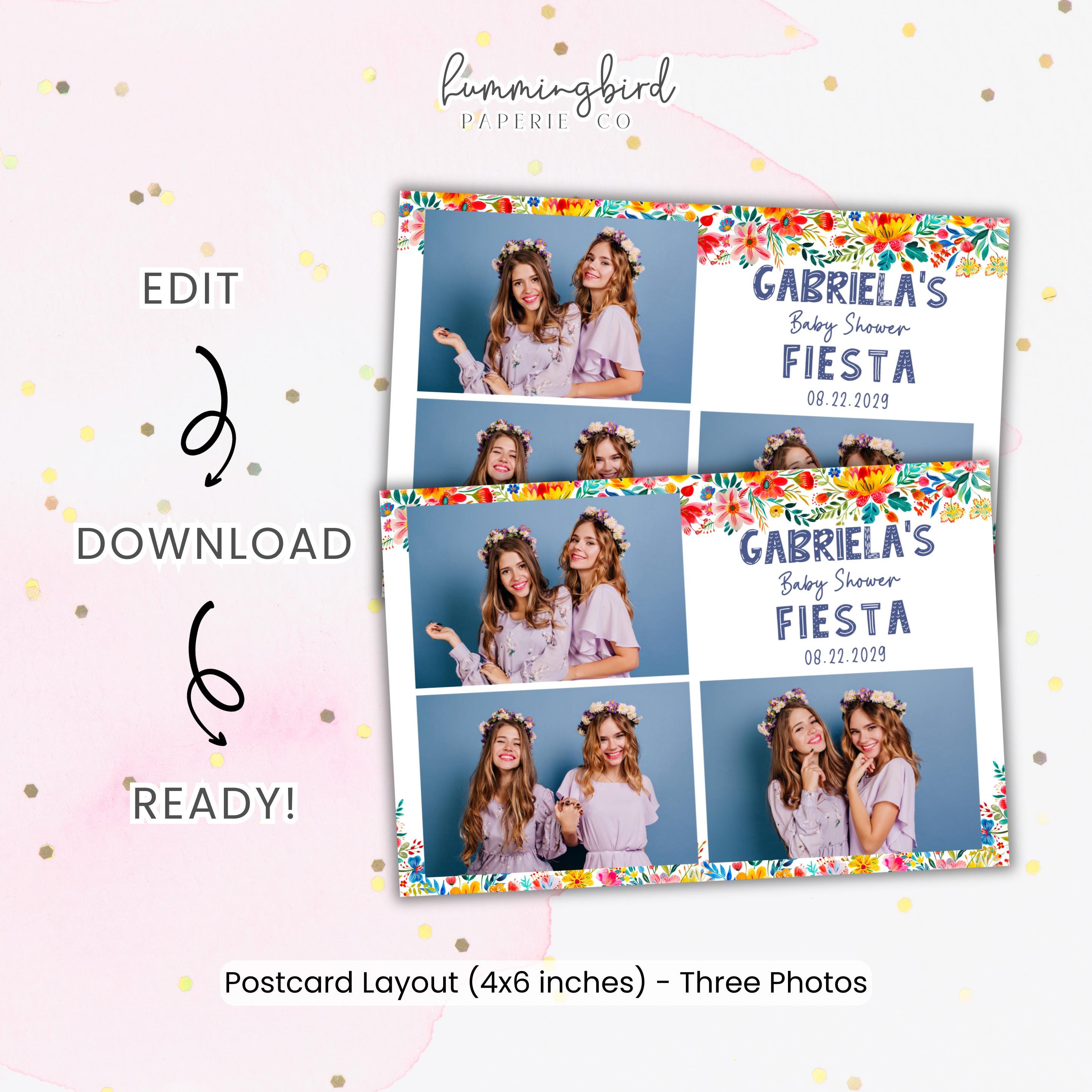 Fiesta Floral Photo Booth Template – Colorful 4x6 Design for Birthdays ...