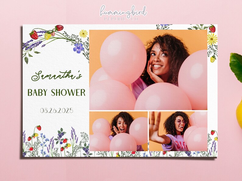 Berry Sweet Baby Shower Photo Booth Template for 4x6 Photo Layouts ...