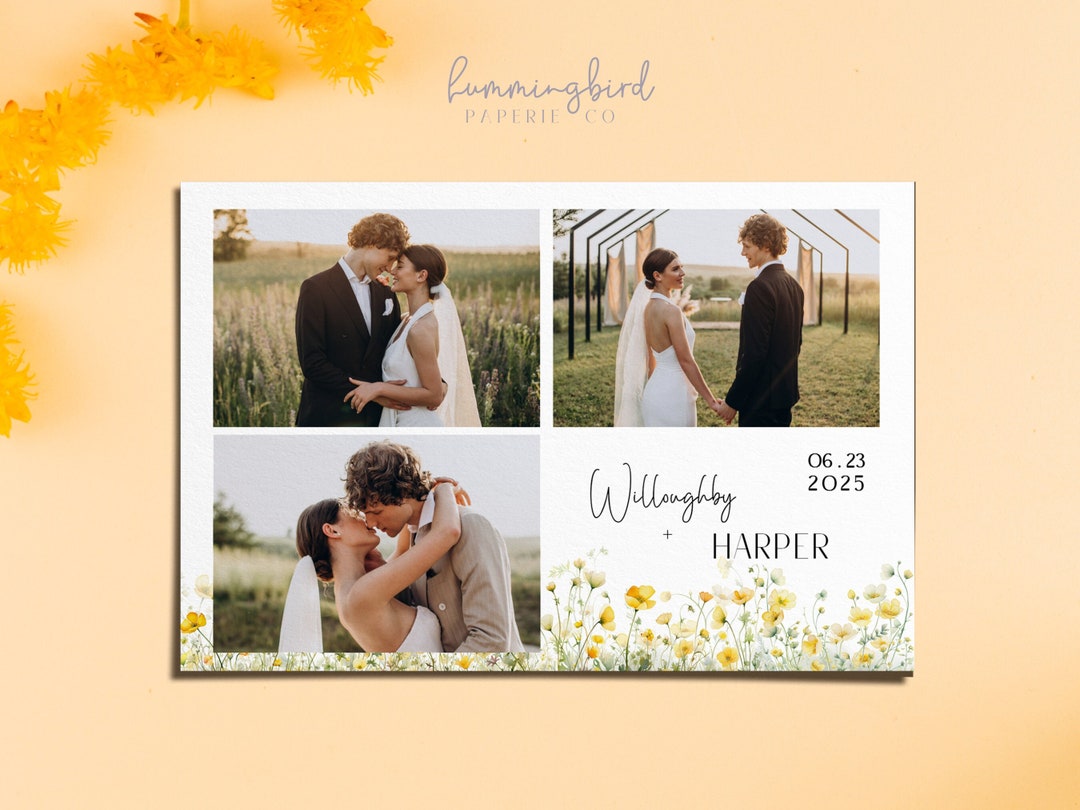 Modern Floral Photo Booth Template for Spring Wedding in Buttercup ...