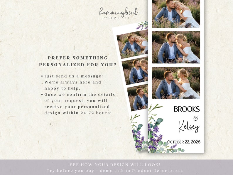 Modern Elegant Photo Booth Template With Rustic Eucalyptus and Lavender ...