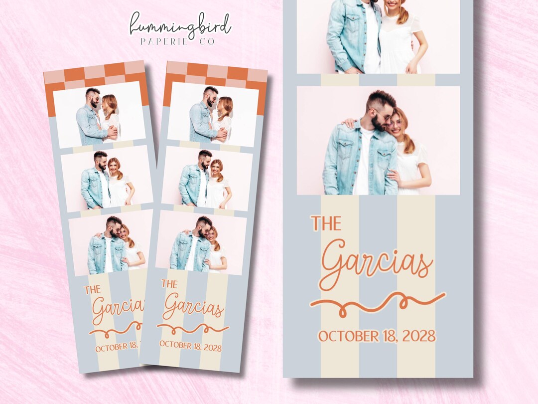 Striped Photo Booth Template Overlay - Pastel Blue, Beige, Pink and Red ...