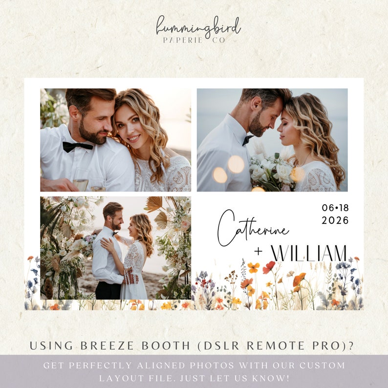 Modern Floral Photo Booth Template for Fall Wedding in Autumn Colors ...