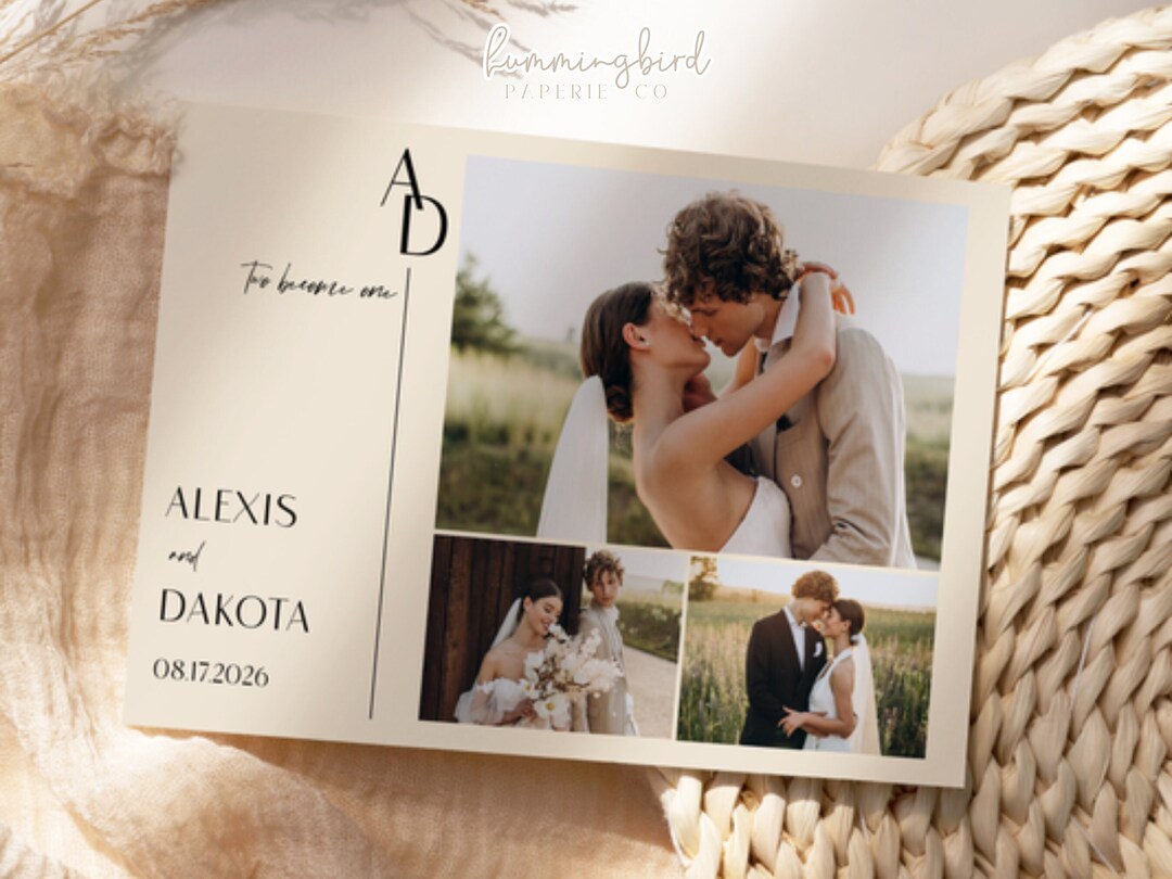 Elegant "two Become One" Photobooth Template in Beige and Black, 4x6 ...