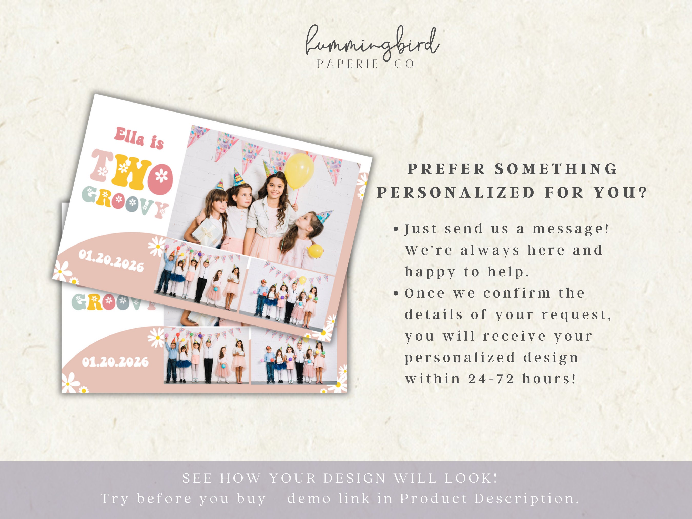 Pink Retro Photobooth Template for Two Groovy Birthday Party ...