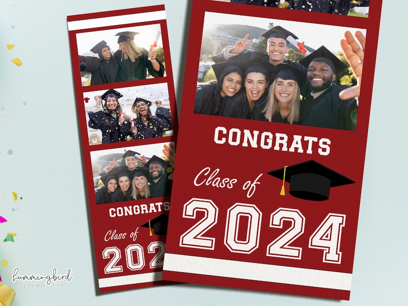 Congrats Graduation Class of 2025 Photo Booth Template, Red & White ...