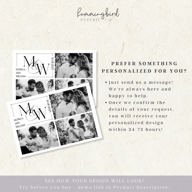 Elegant Black and White Wedding Photobooth Template, B&W Minimalist ...