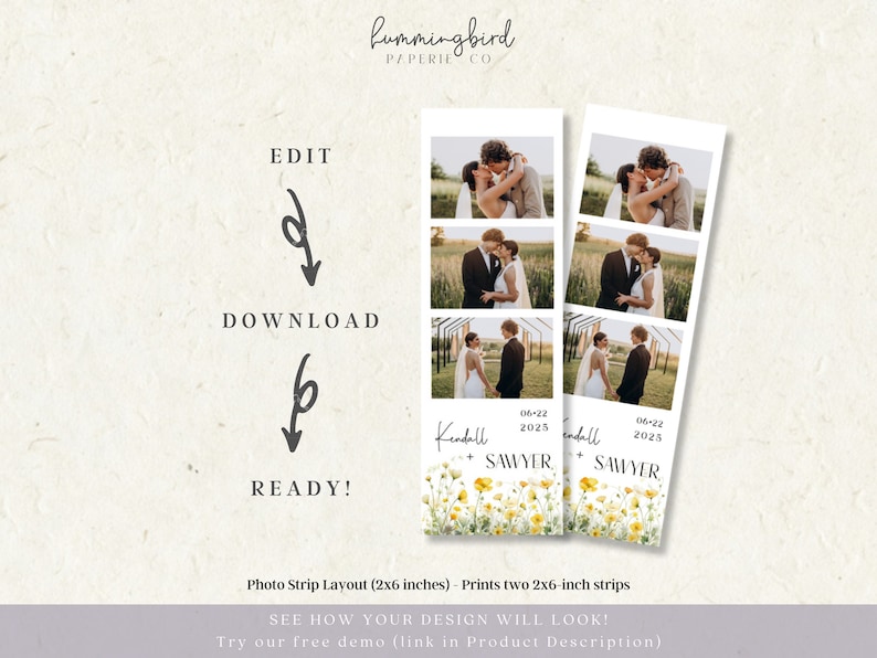 Simple Floral Photo Booth Template for Spring Wedding in Buttercup ...