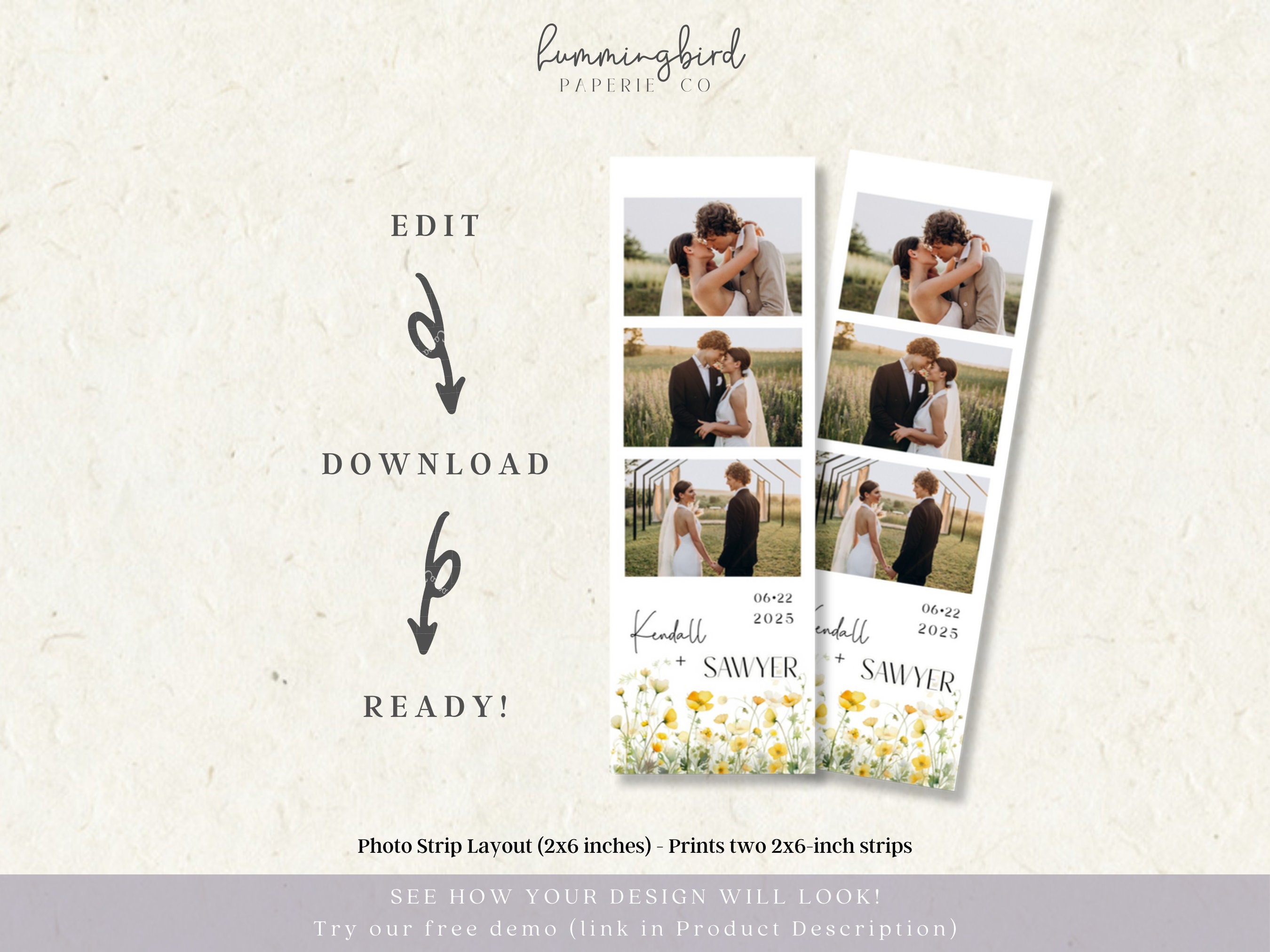 Simple Floral Photo Booth Template for Spring Wedding in Buttercup ...