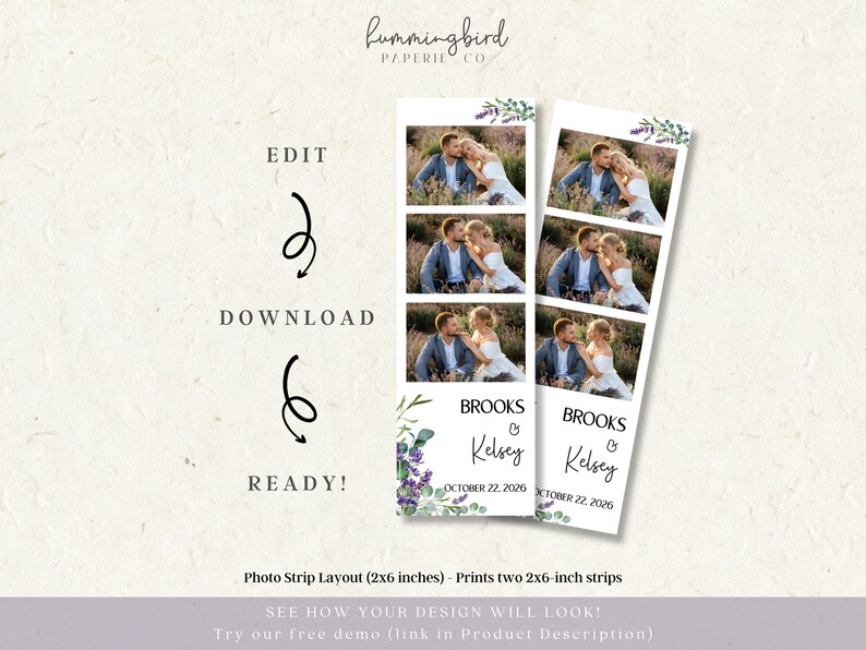 Modern Elegant Photo Booth Template With Rustic Eucalyptus and Lavender ...