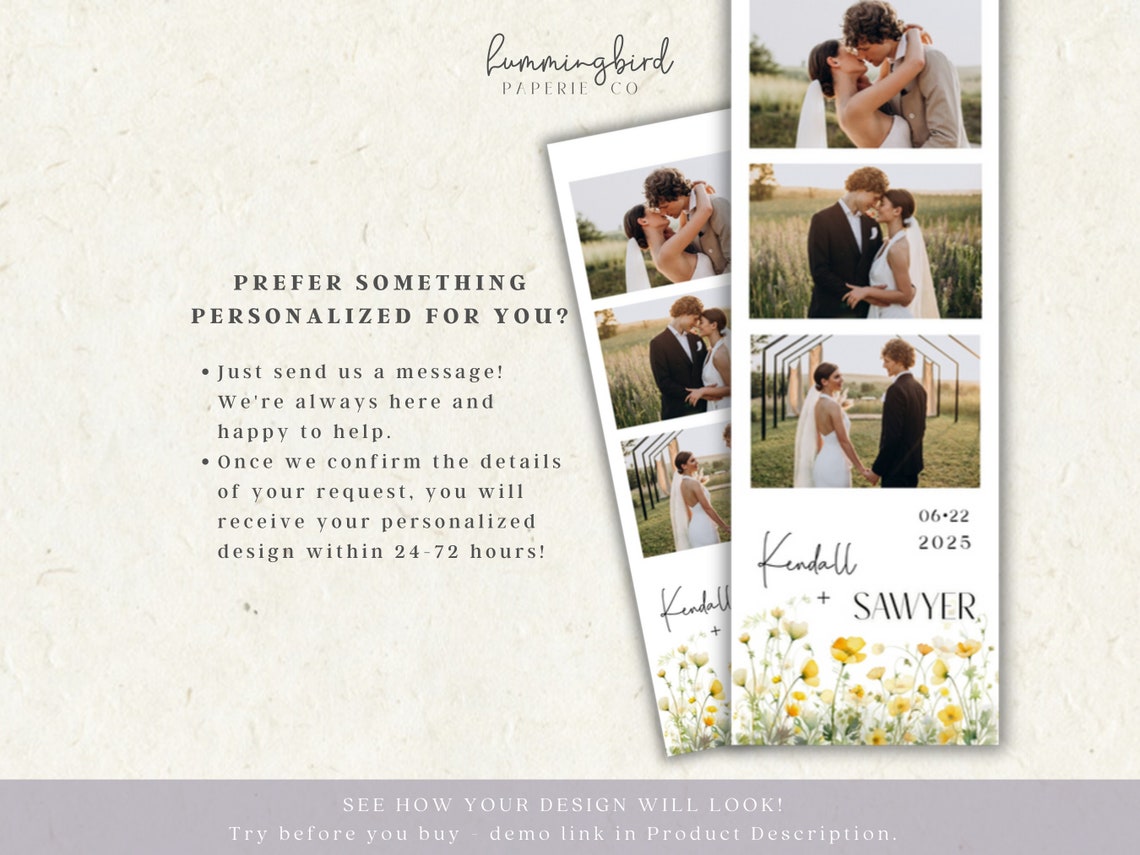 Simple Floral Photo Booth Template for Spring Wedding in Buttercup ...