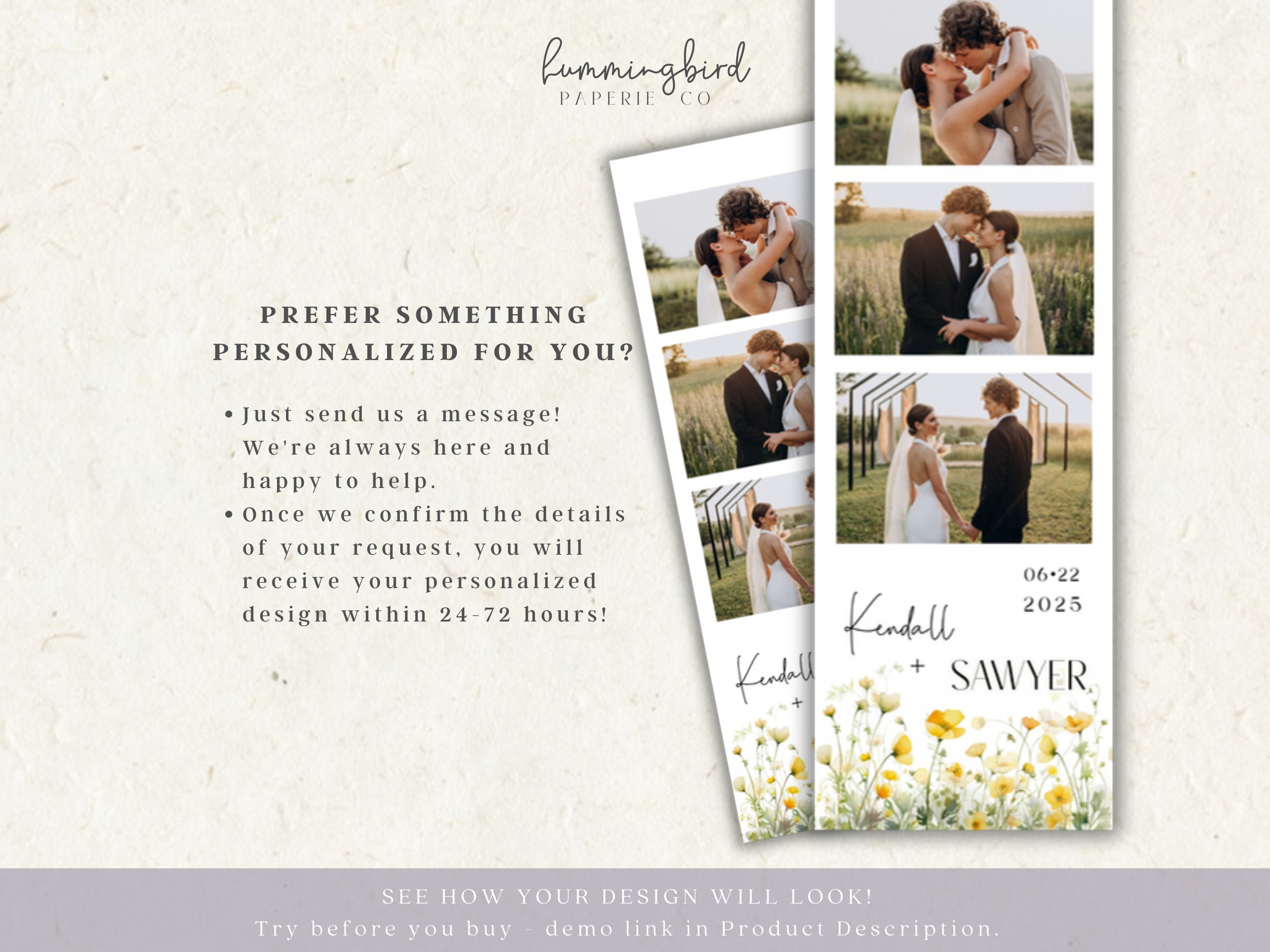 Simple Floral Photo Booth Template for Spring Wedding in Buttercup ...