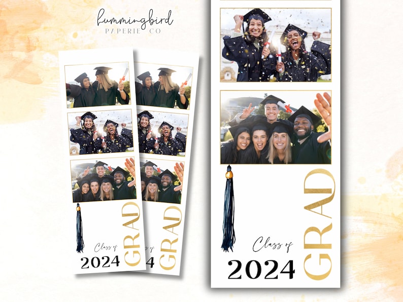 Gold Foil Graduation Class of 2025 Photo Booth Template With Black ...