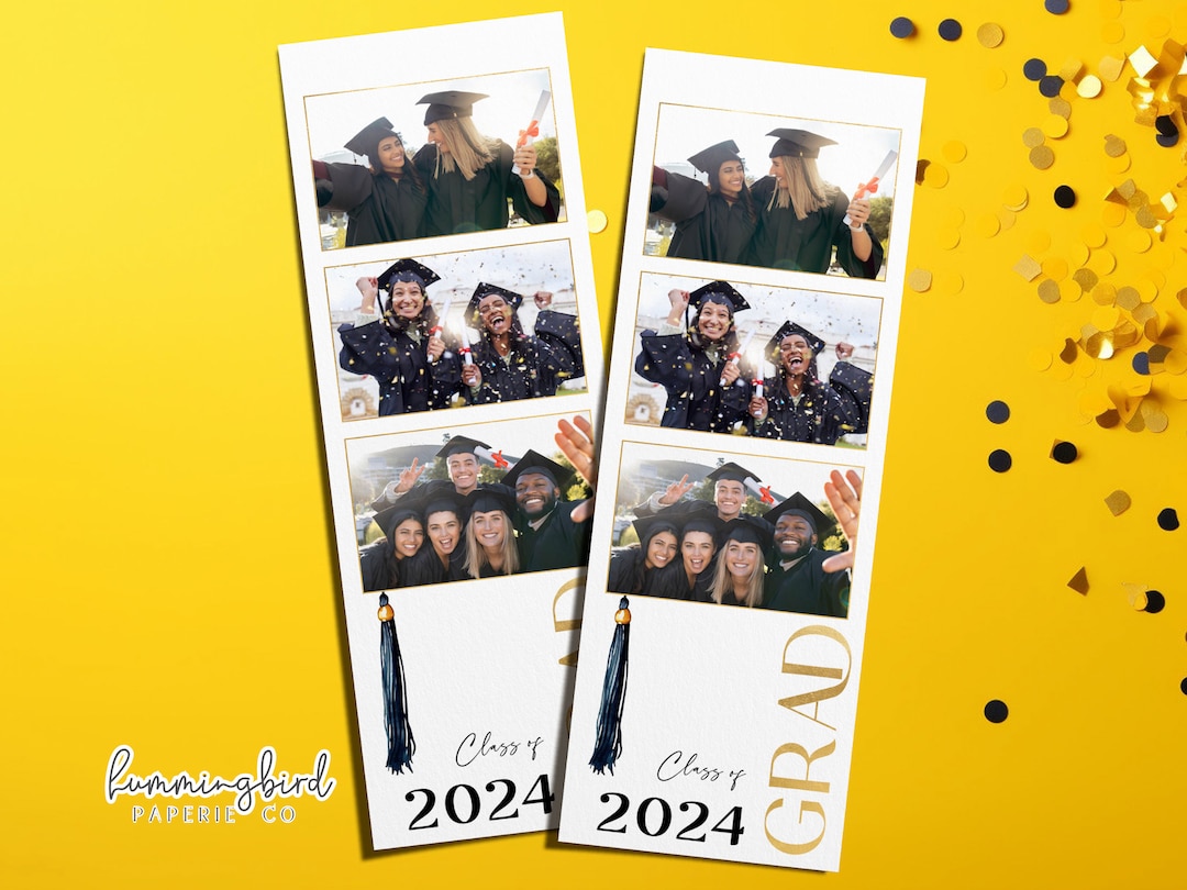Gold Foil Graduation Class of 2025 Photo Booth Template With Black ...