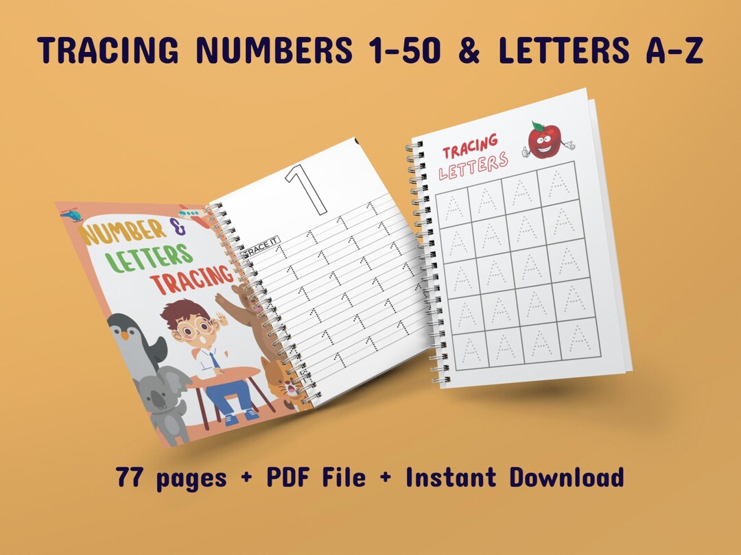 Handwriting Numbers 1-50& Letters A-Z Tracing Pages for Kindergarten ...