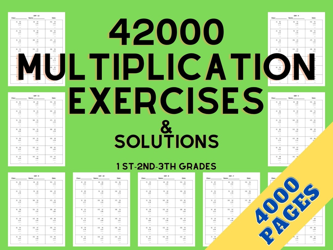 42,000 Multiplication Exercises 4000 Worksheets for Grades 1-2-3 ...