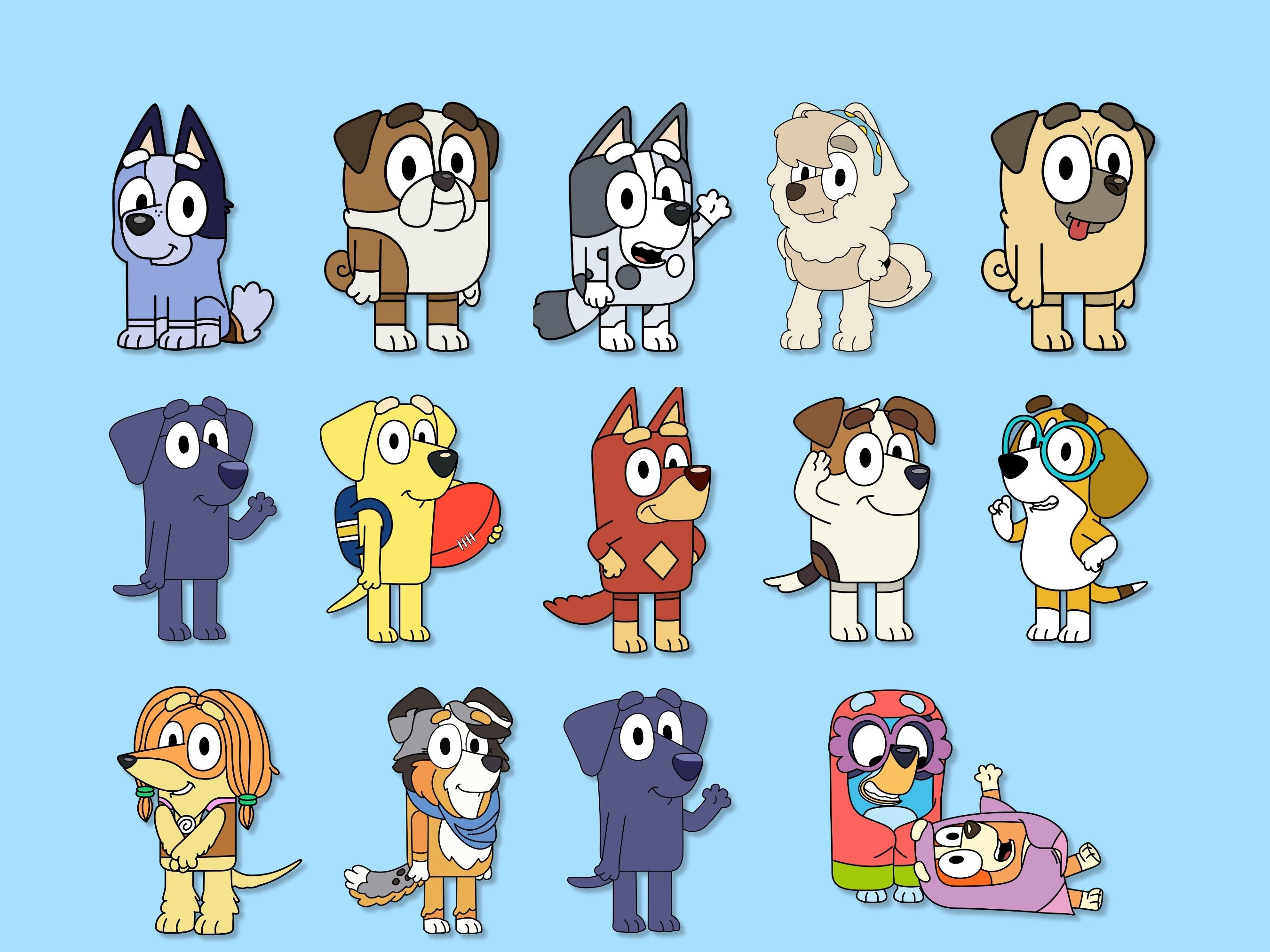 Blue Dog Cartoon Characters Coloring Book for Kids 50 Printable Pages ...