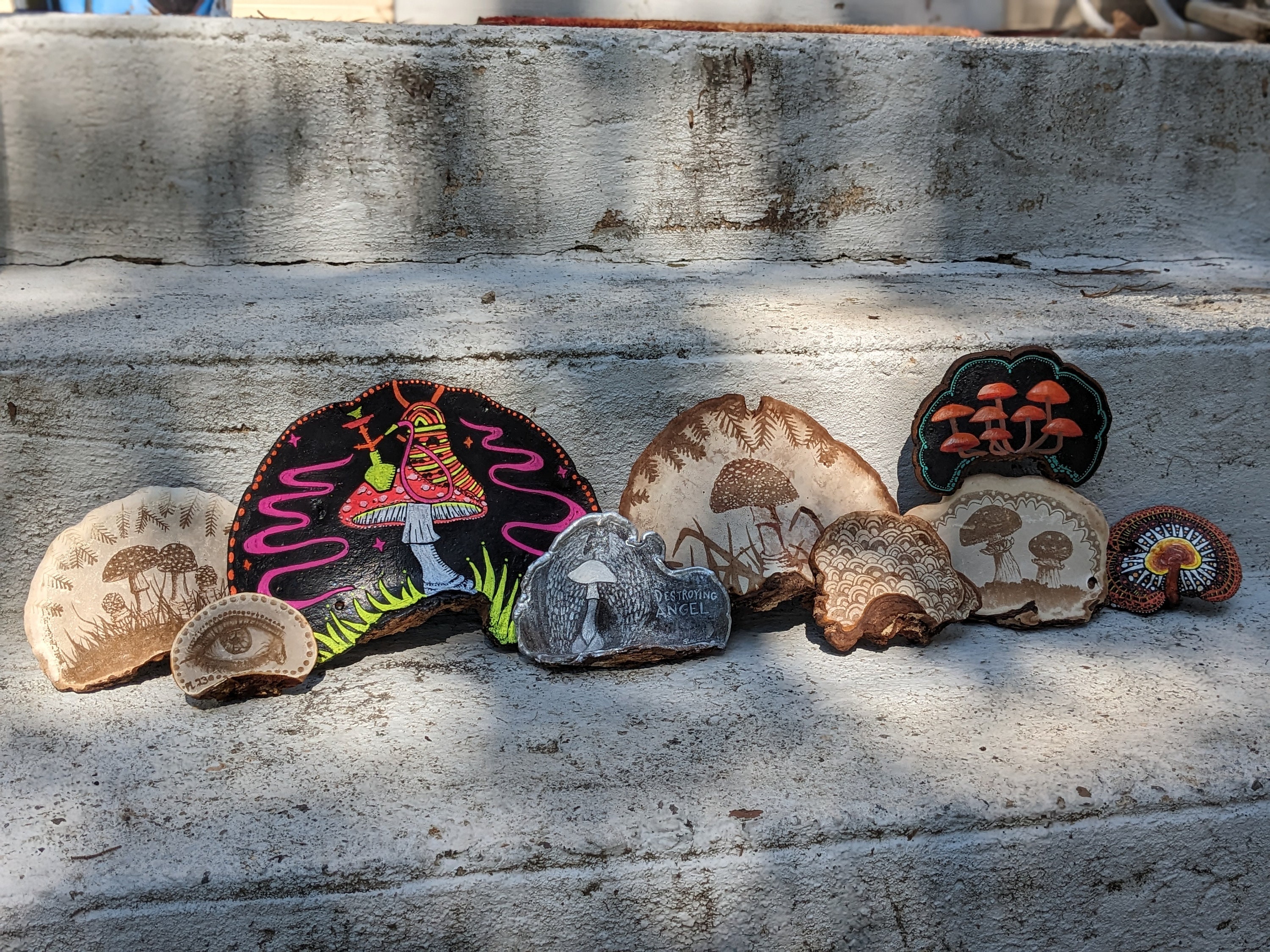 Artist Conk Painting - Rainbow Doodles- Mushroom Art- Nature Art - Etsy