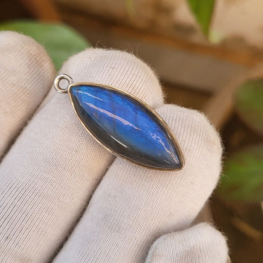Blue Fire Pendant Handmade Pendant in 925 Sterling Silver Pendant ...