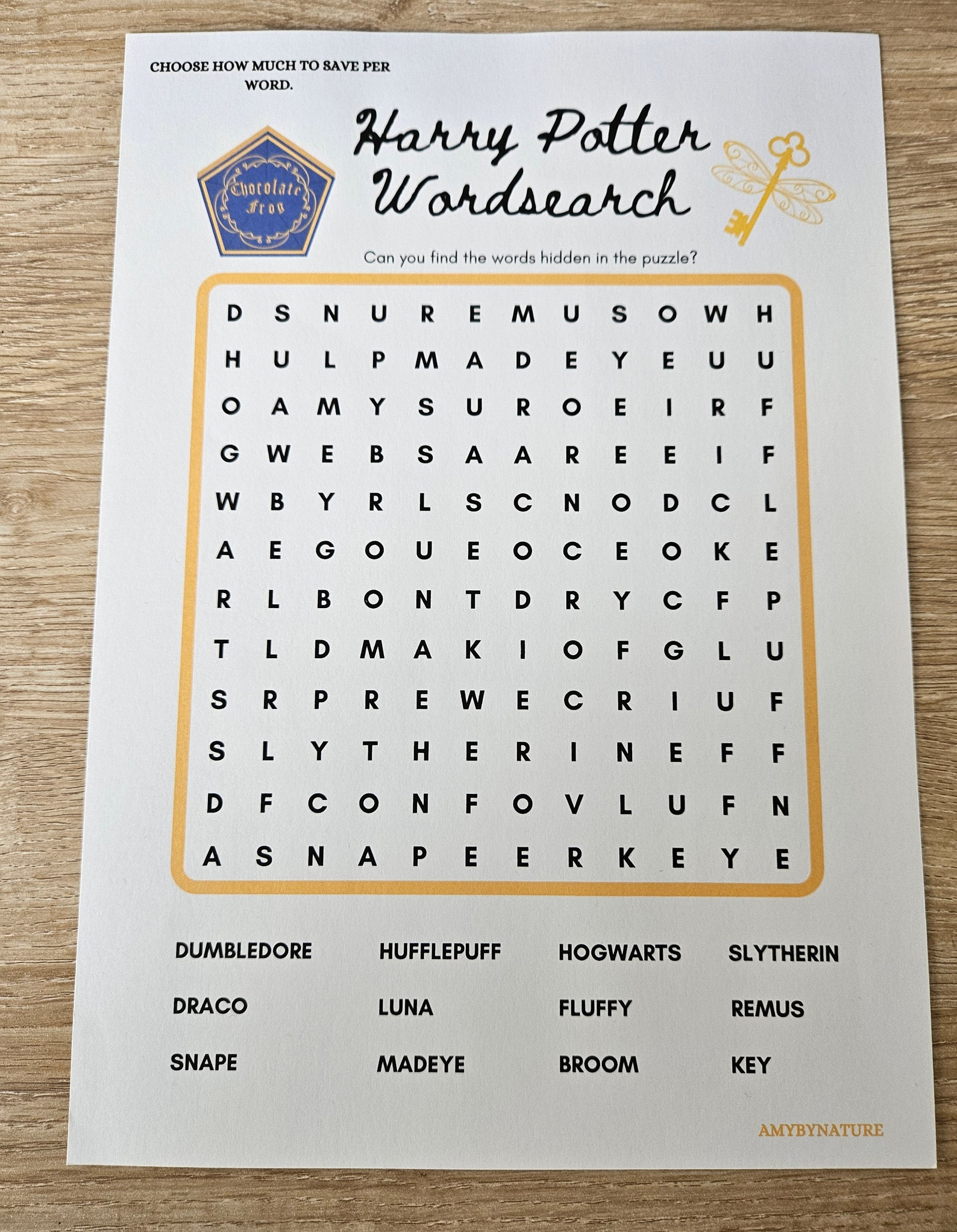HP Inspired Wordsearch Saving Challenge - Etsy