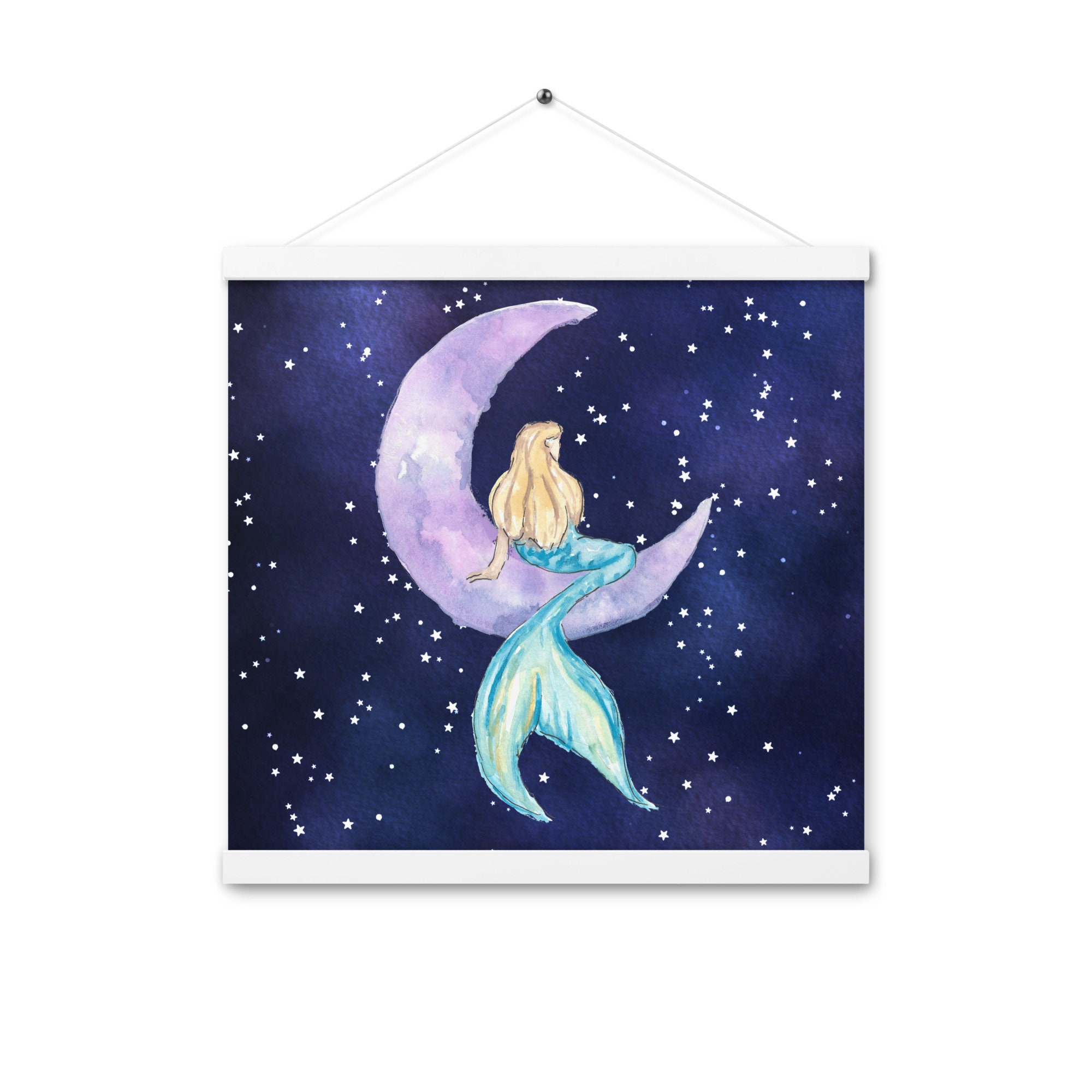 Celestial Mermaid on the Moon Poster With Magnetic Hangers, Moon and ...