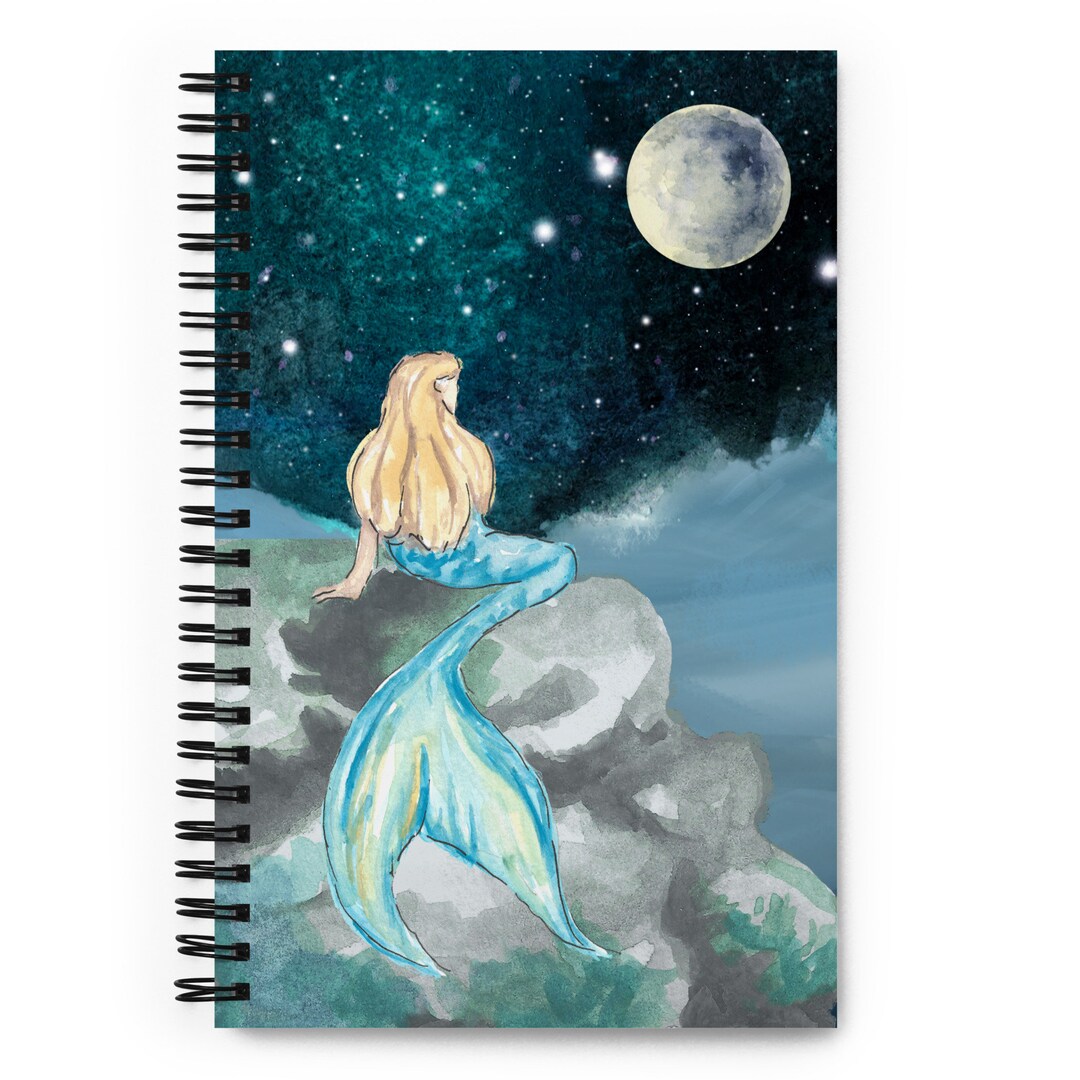 Mermaid Watercolor Spiral Notebook, High Quality Mermaid Birthday Party ...