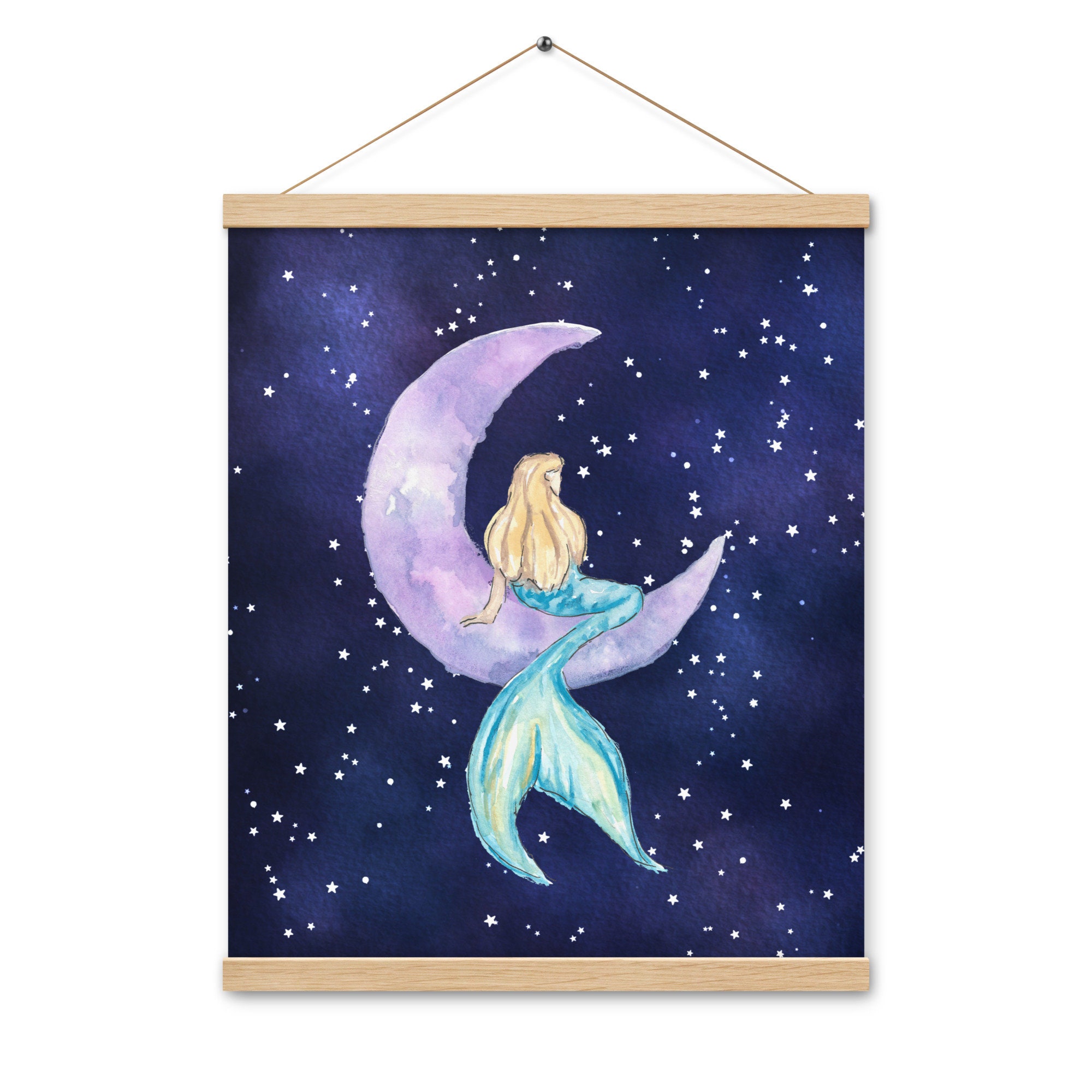 Celestial Mermaid on the Moon Poster With Magnetic Hangers, Moon and ...
