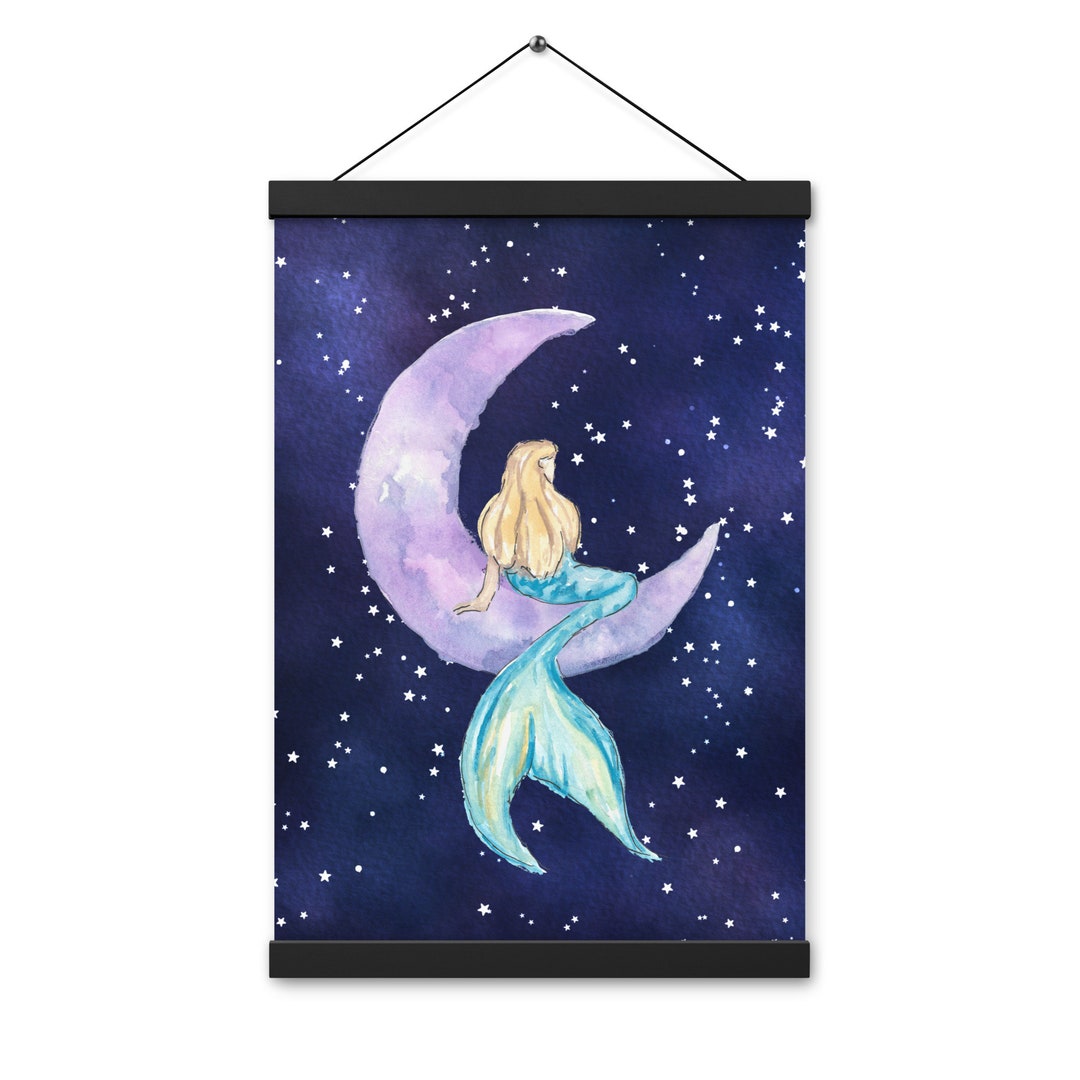 Celestial Mermaid on the Moon Poster With Magnetic Hangers, Moon and ...