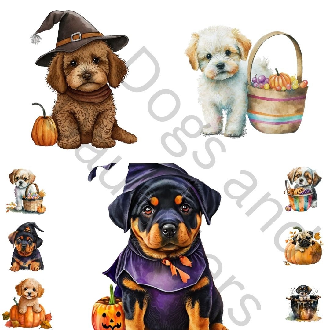 Halloween Clipart Dog PNG Puppy PNG 300 DPI Halloween - Etsy