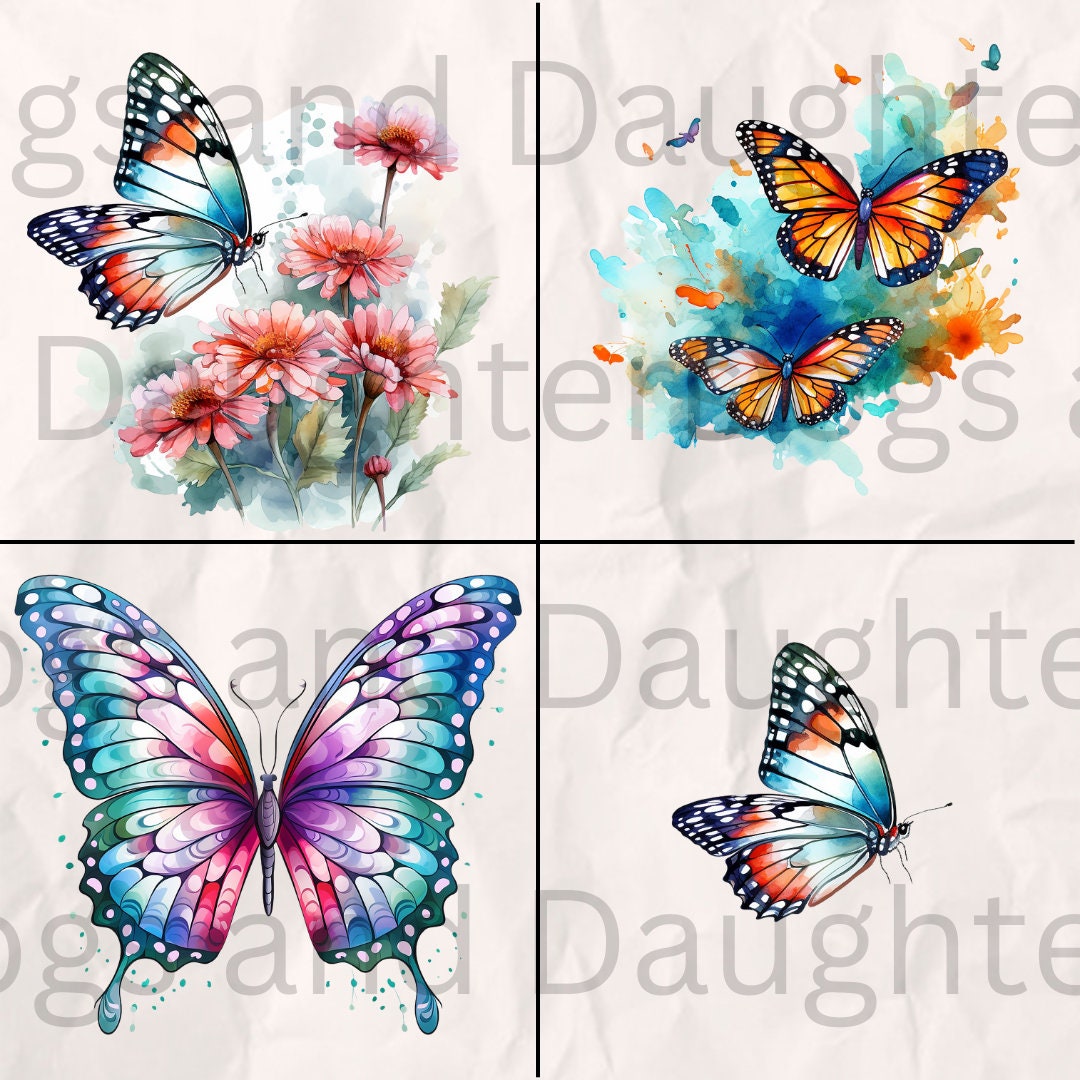 Butterfly Clipart Watercolor Butterfly PNG Floral Clipart Spring ...