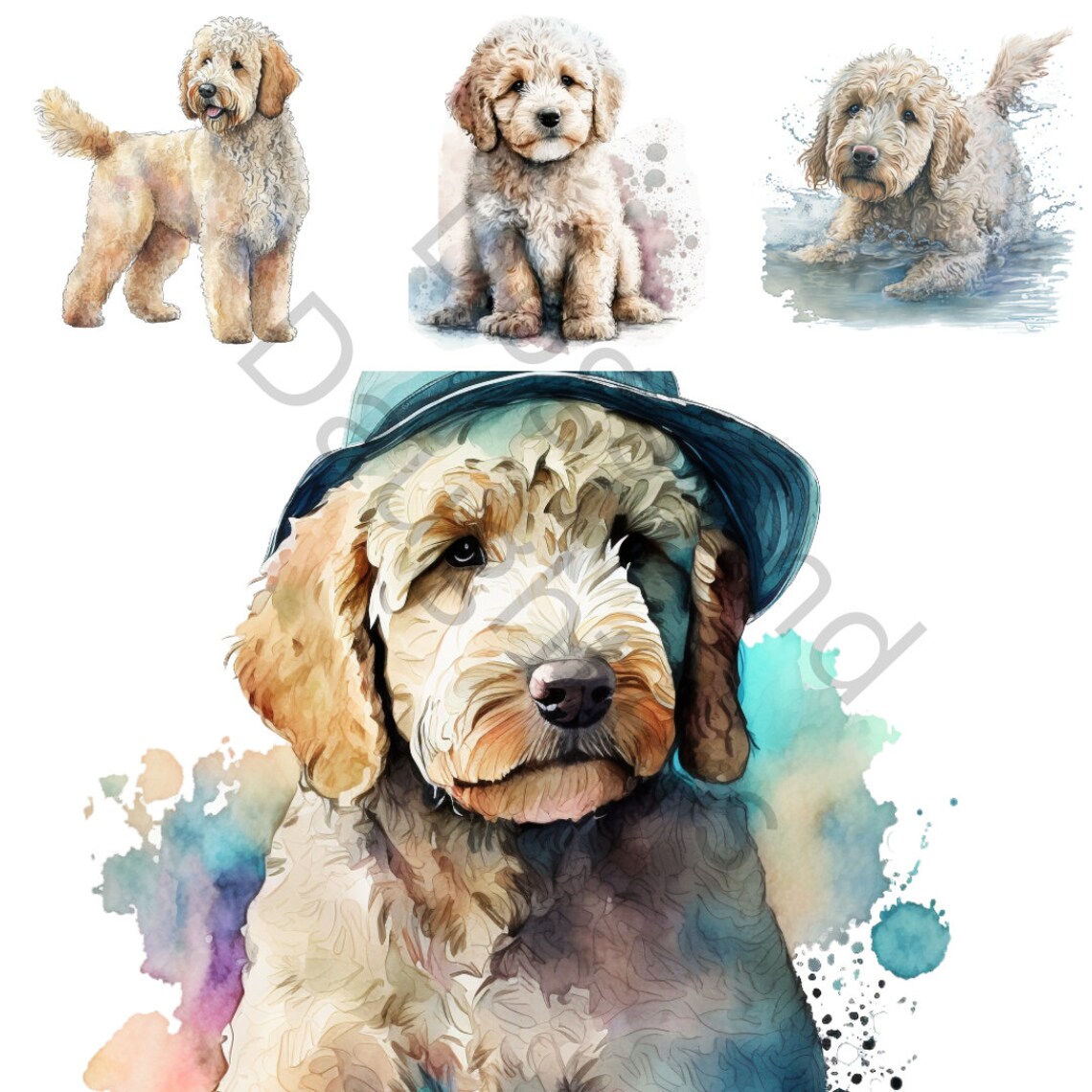 Goldendoodle Clipart, Dog PNG, Golden Doodle PNG, 300 DPI, Cute Dog ...