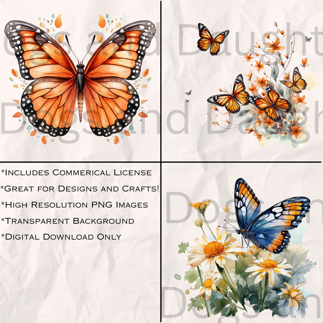 Butterfly Clipart Watercolor Butterfly PNG Floral Clipart Spring ...