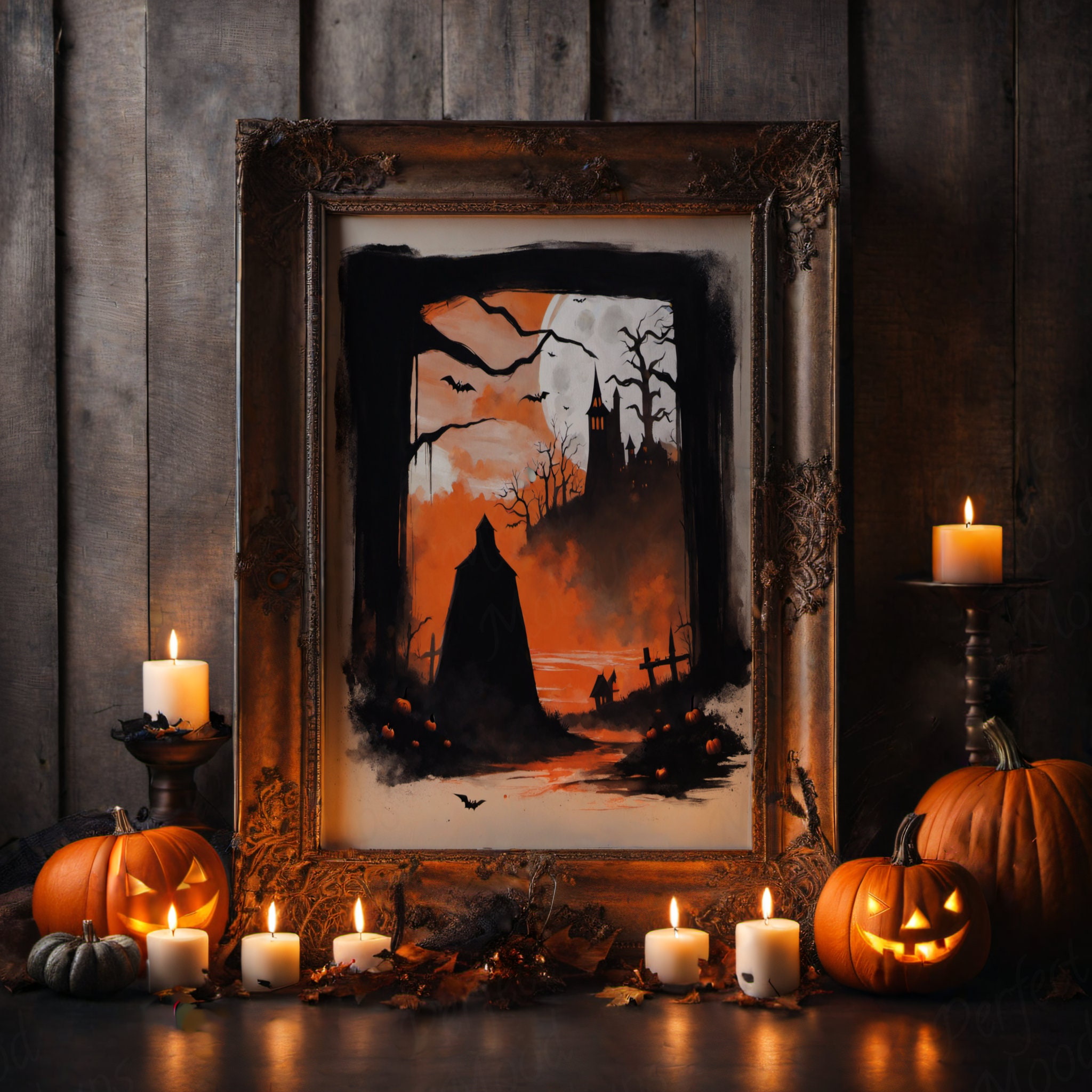 Halloween Theme Digital Frame Mockup, Scary and Mysterious Atmosphere ...
