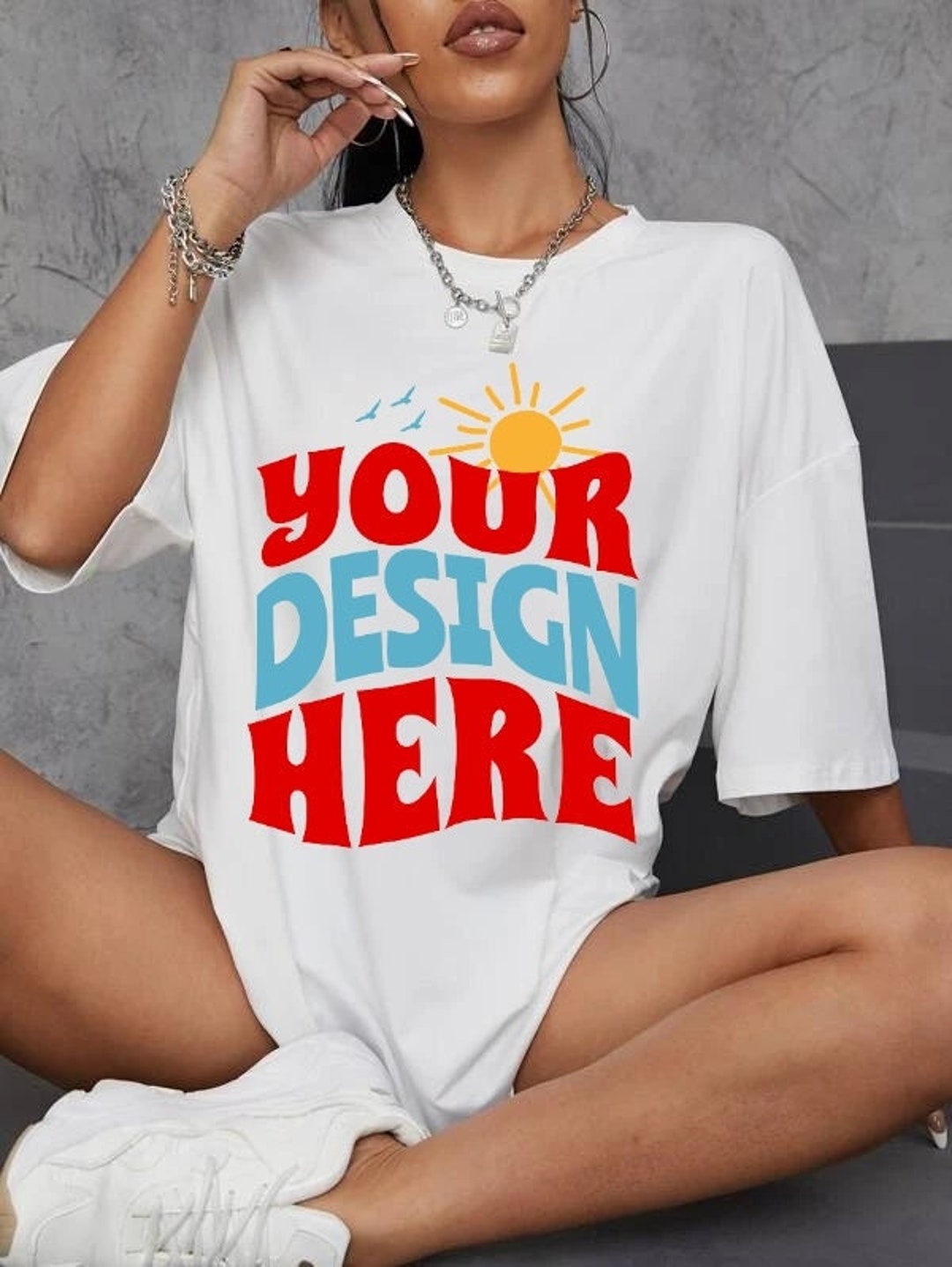 White Shirt Women Model T-shirt Mock up Oversized Tee Tshirt - Etsy