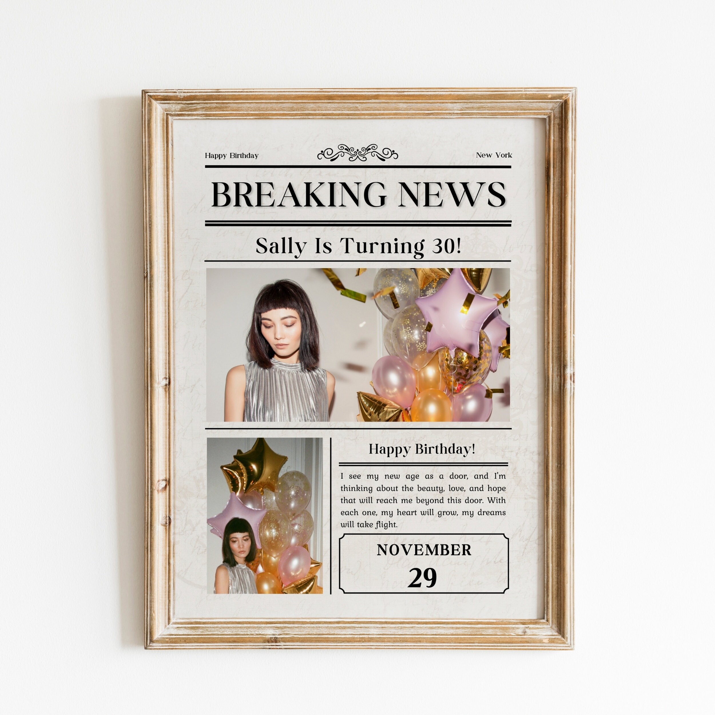 Custom Unique Birthday Newspaper, Personalised Photo & Name Birthday ...