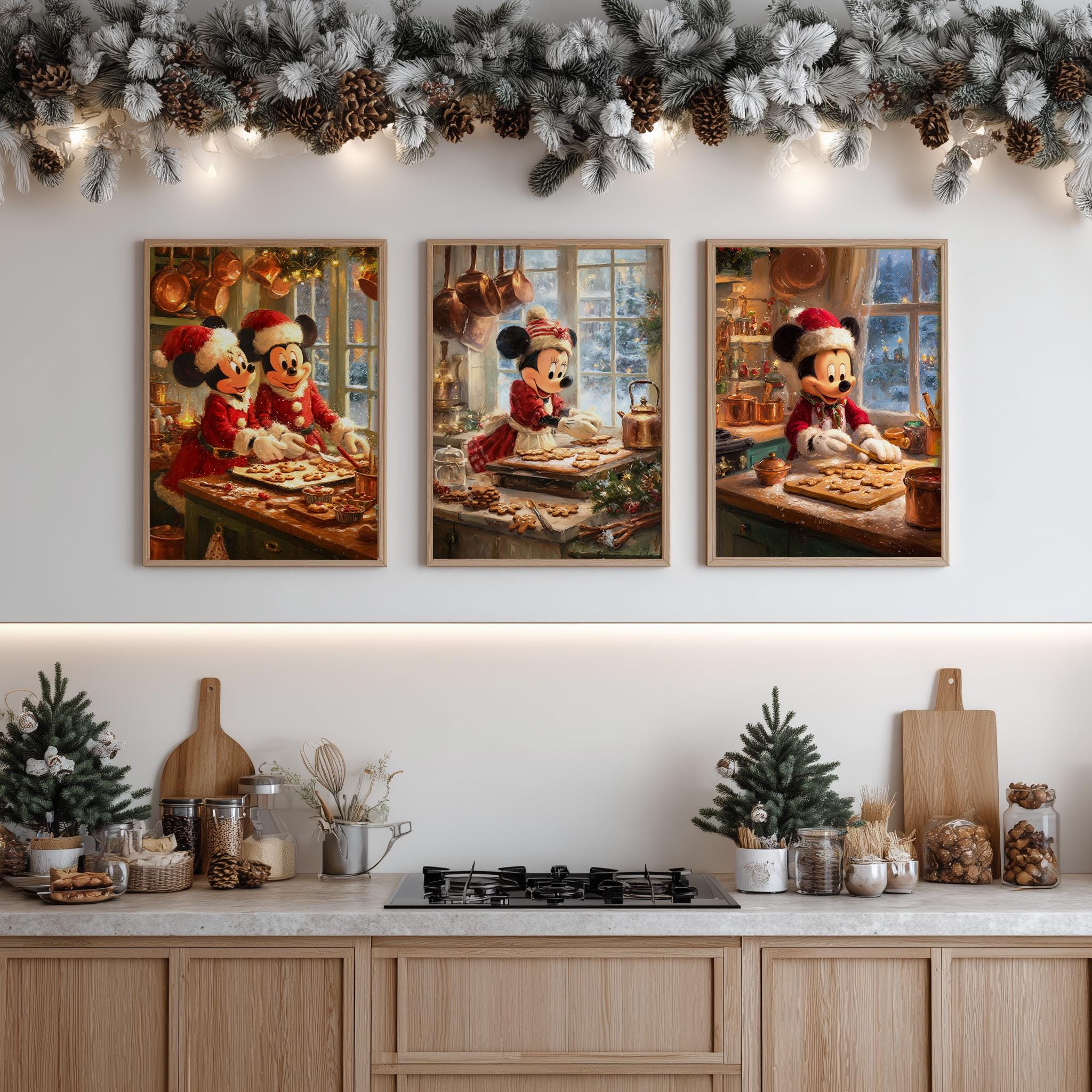 Disney Bundle Set of 5 Mickey & Minnie Christmas Kitchen Decor, Family ...