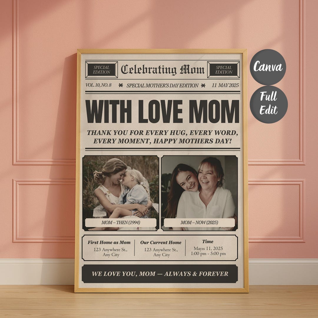 Personalized Mother's Day Newspaper Photo Collage Gift (digital ...